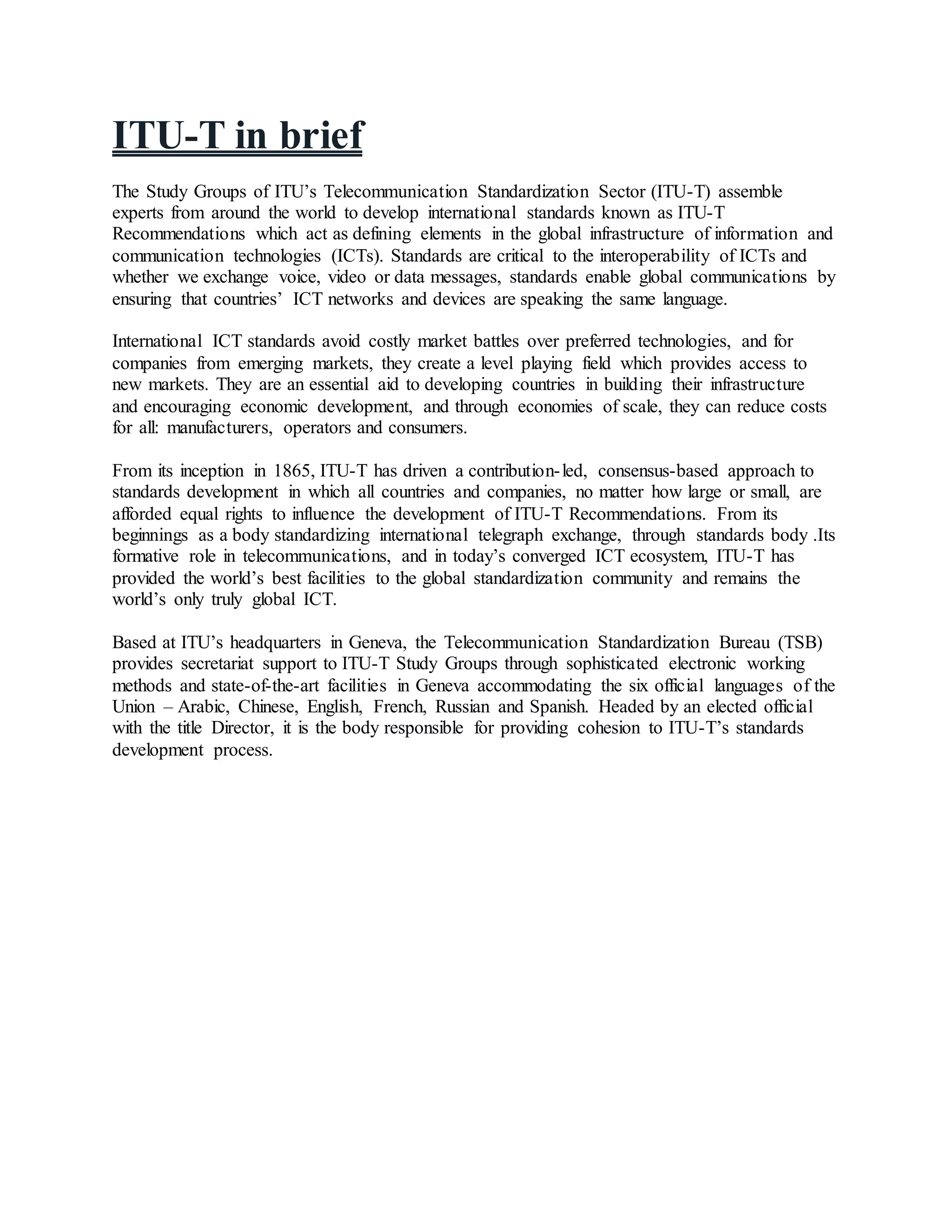 International Telecom Standardization Bodies | DOCX
