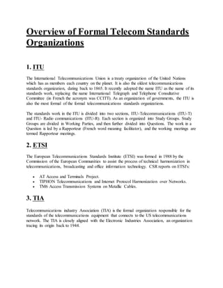 International Telecom Standardization Bodies | DOCX