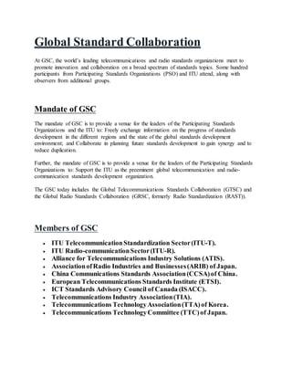 International Telecom Standardization Bodies | DOCX