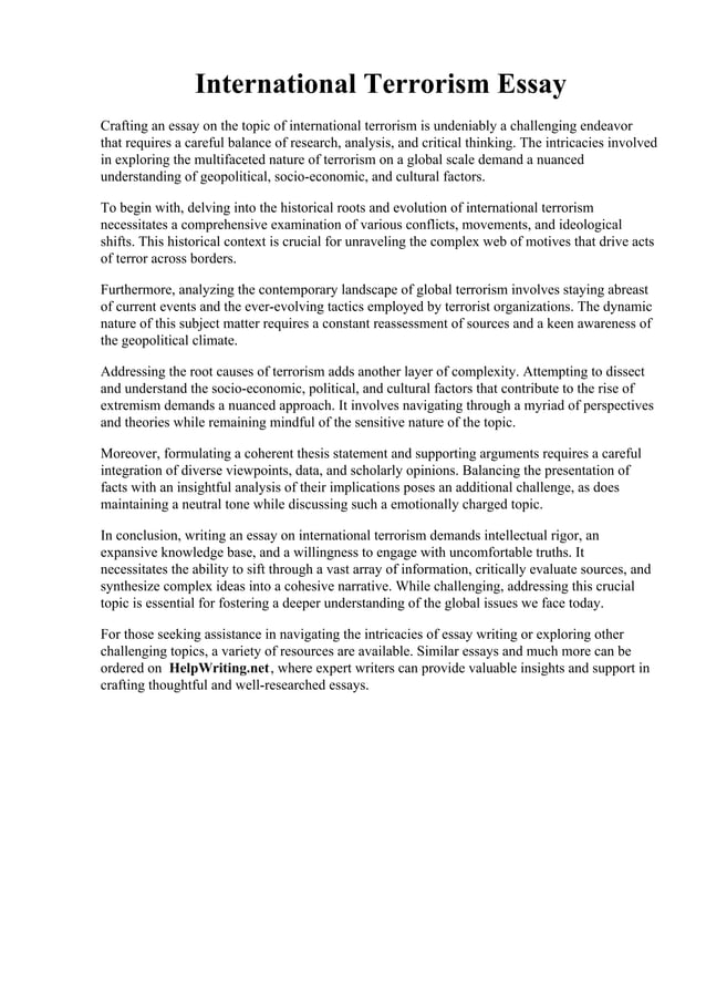 International Terrorism Essay | PDF