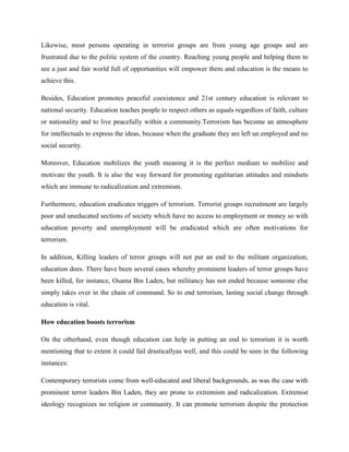 International terrorism scope, causes and the role of education in ...