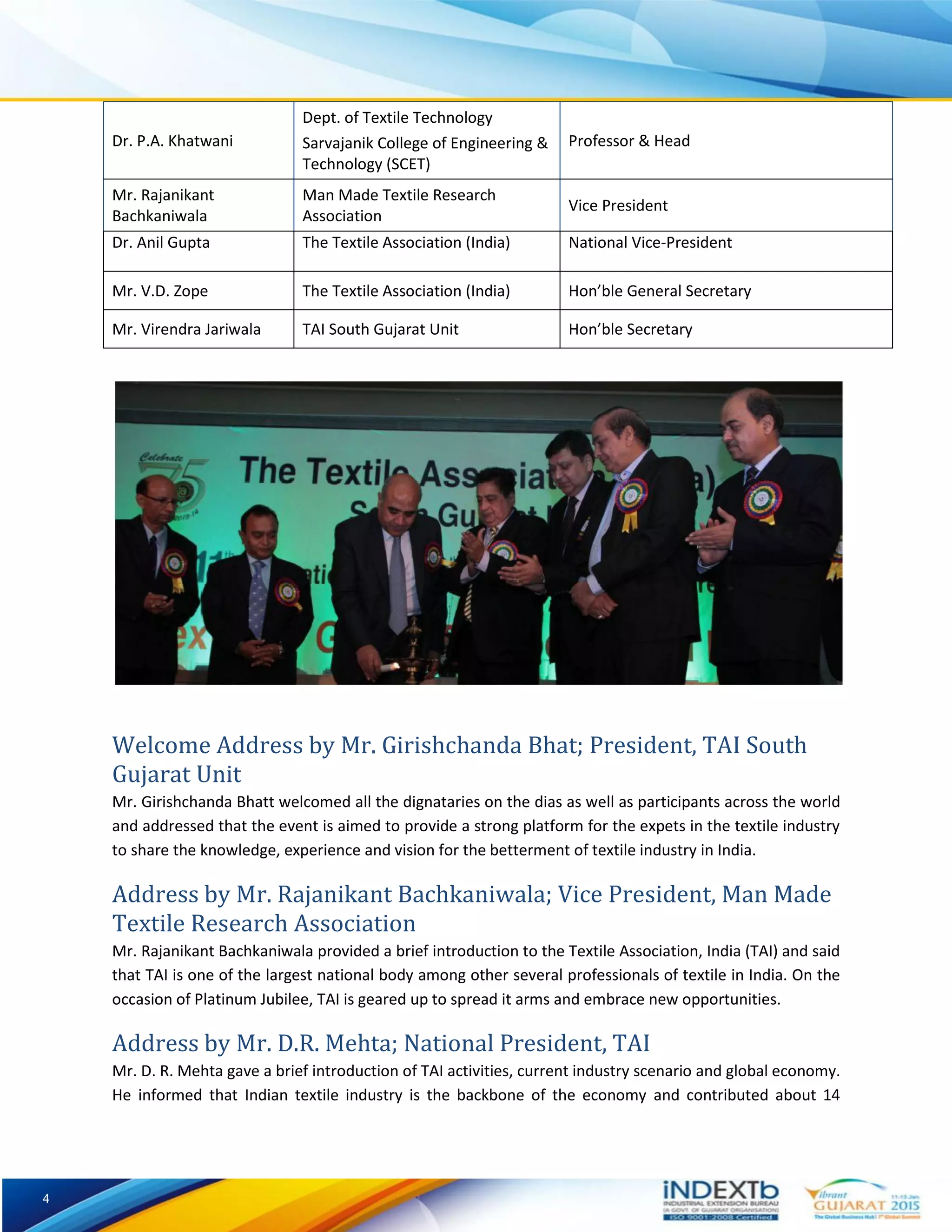 Gujarat Vibrant - 11th International Textile Conference | PDF