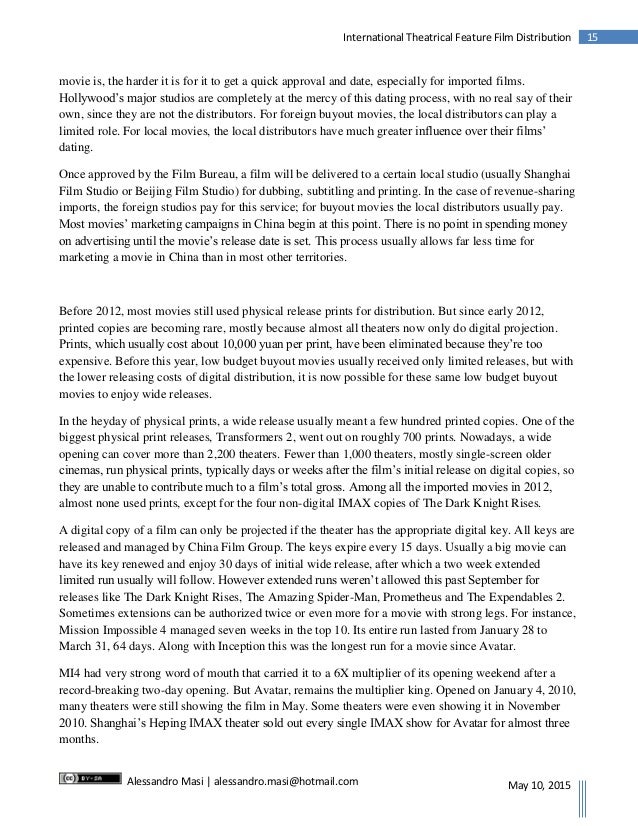 International Theatrical Feature Film Distribution