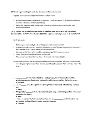 International trade finance amity assignment solved mba | DOCX