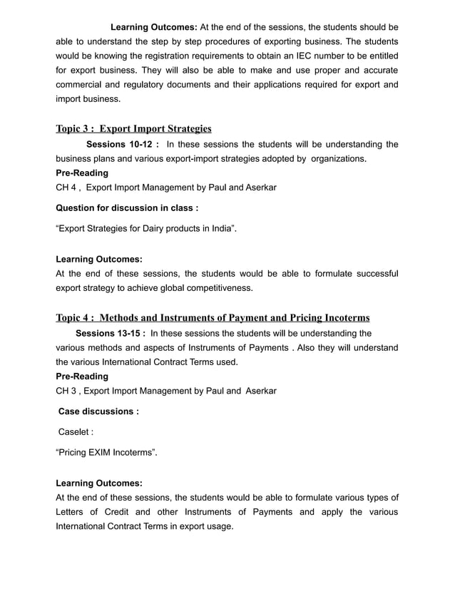 International trade procedures and documentation | DOC