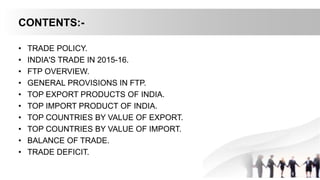 International trade scenerio of india's export$import | PPT