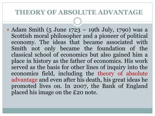 The law of absolute advantage and comparative advantage | PPTX
