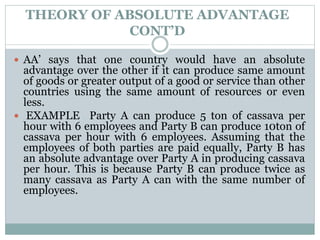The law of absolute advantage and comparative advantage | PPTX