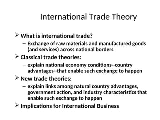 International Trade Theory in Business.. | PPT