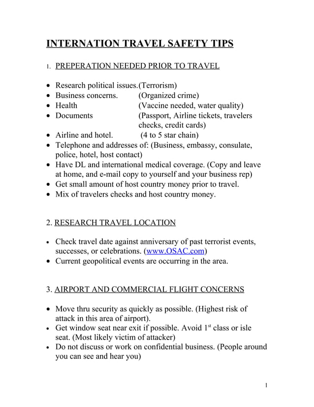 International Travel Safety Tips | PDF