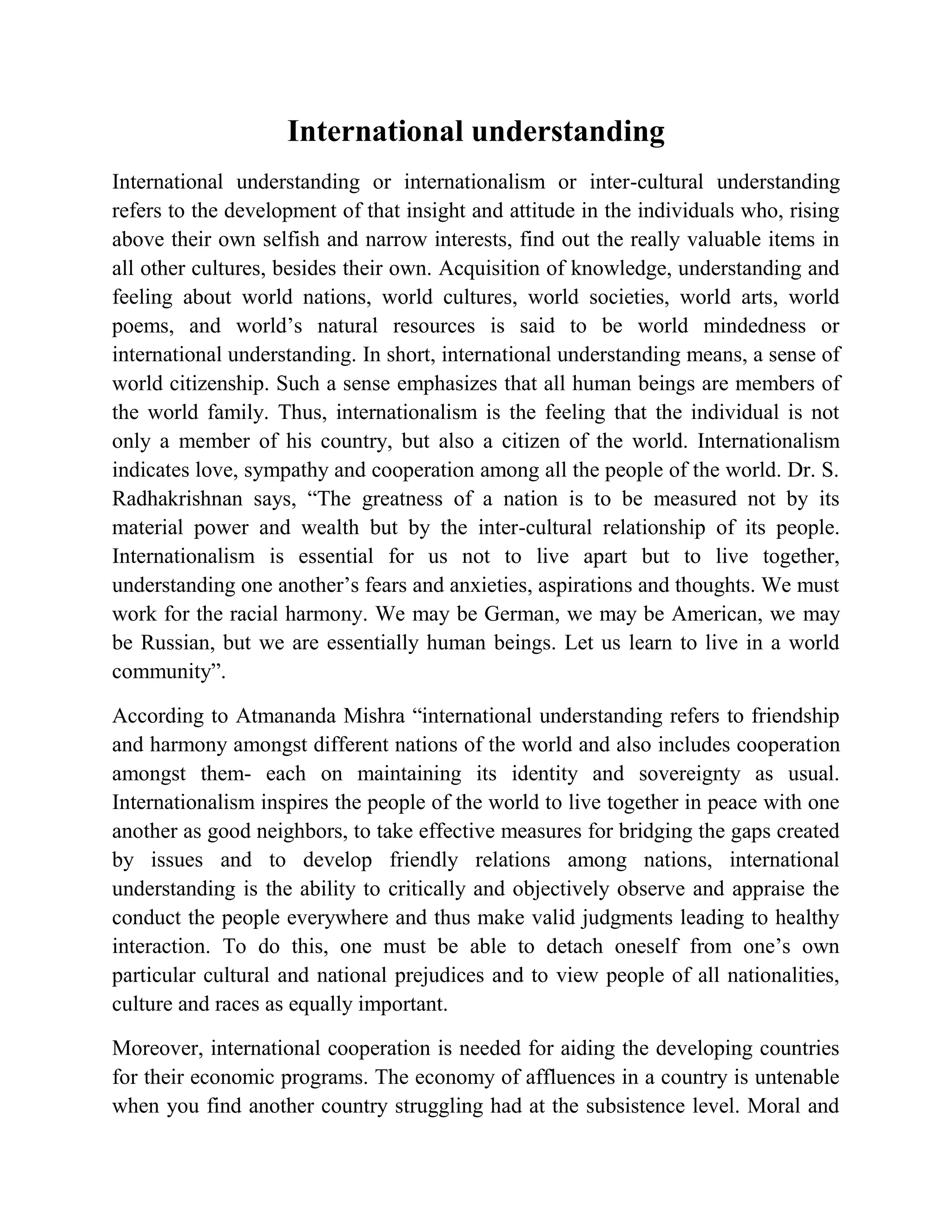 International understanding | PDF
