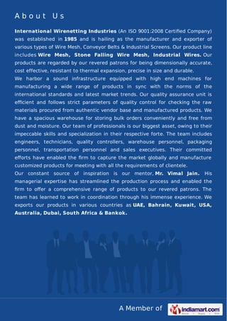 International Wirenetting Industries, Mumbai, Wire Mesh | PDF