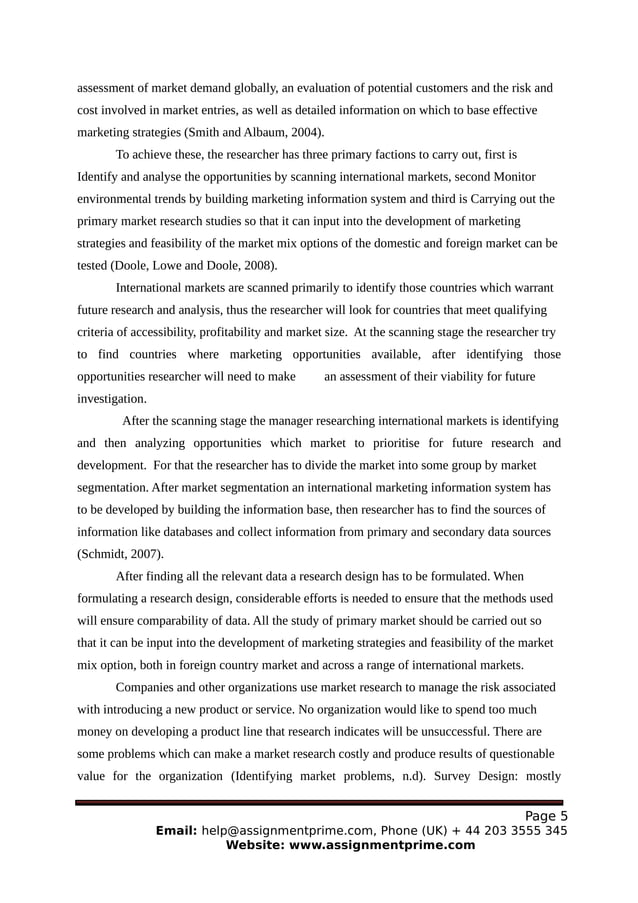 International Marketing Research Assignment Sample | PDF