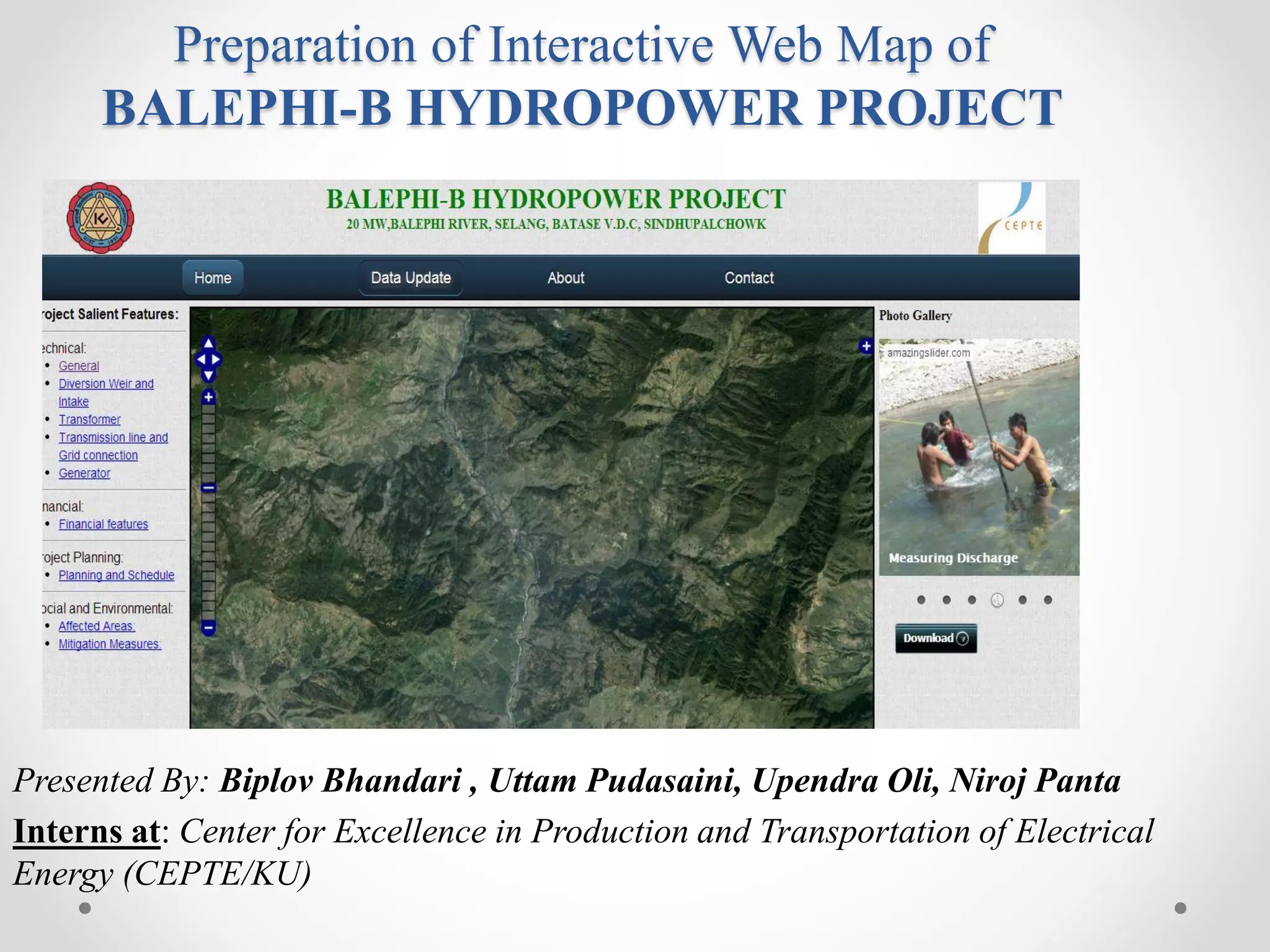 Preparation of Web Mapping Application of Balephi-B Hydropower Project | PPT