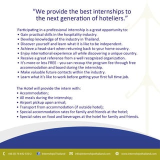 Hospitality Internships in Thailand | PDF