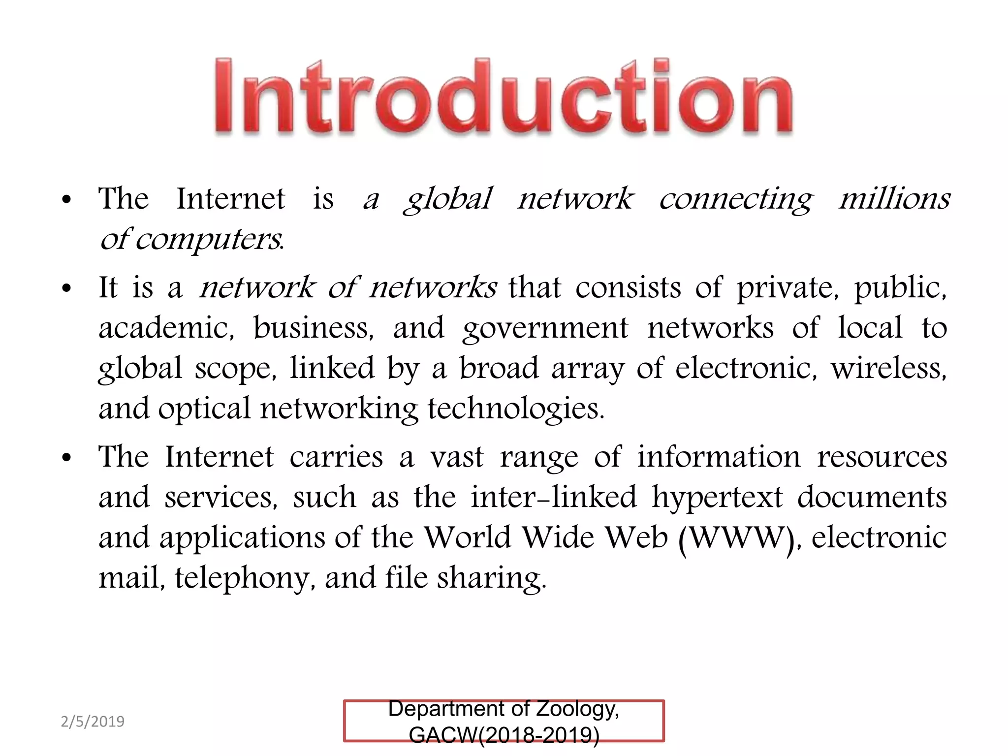 Basics about Internet | PPTX | Internet | Computing