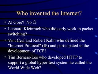Internet History | PPT | Computer Networking | Computing