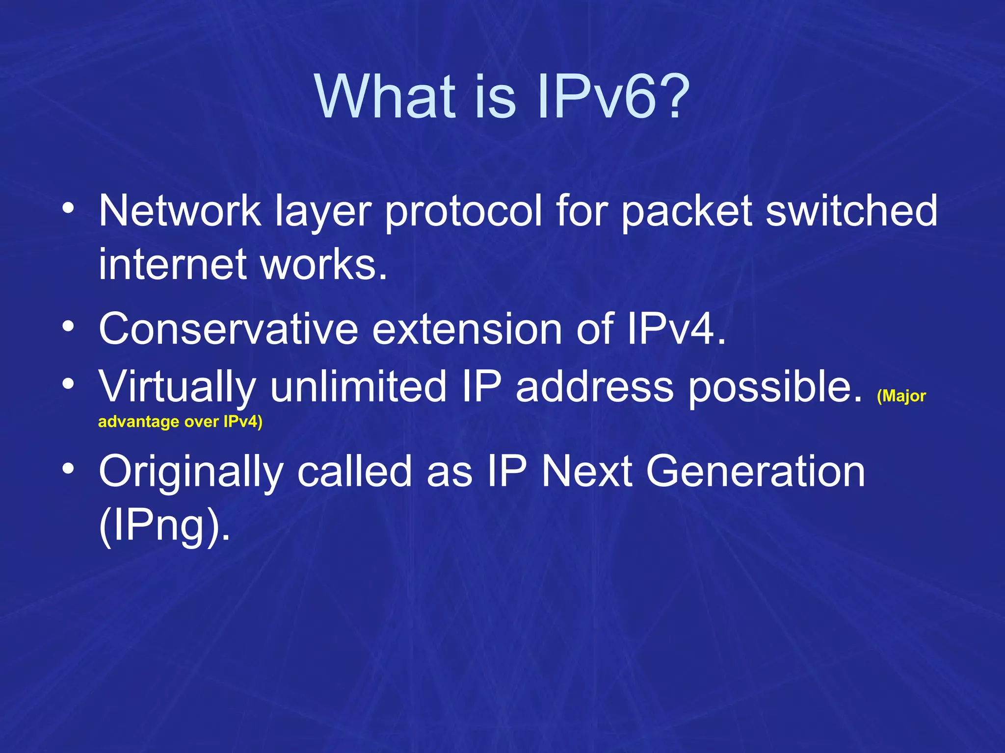 Internet Protocol Version 6 | PPT