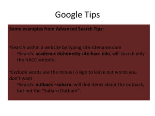Internet Search Tips (Google) | PPT