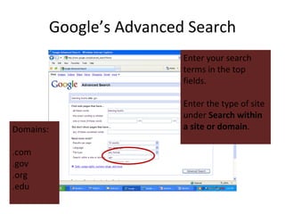 Internet Search Tips (Google) | PPT