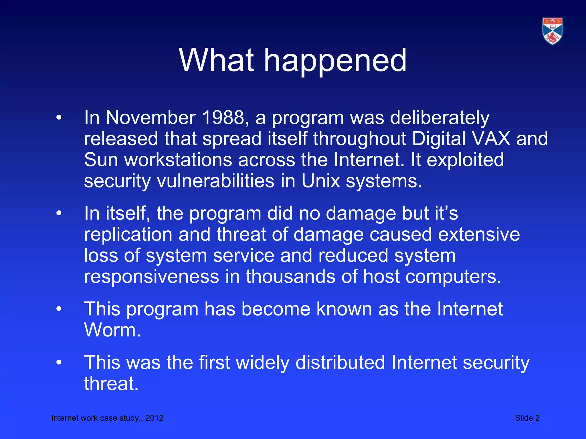 Internet worm-case-study | PPTX | Information and Network Security ...