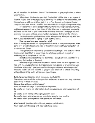 Internet 1 lesson plan | DOC