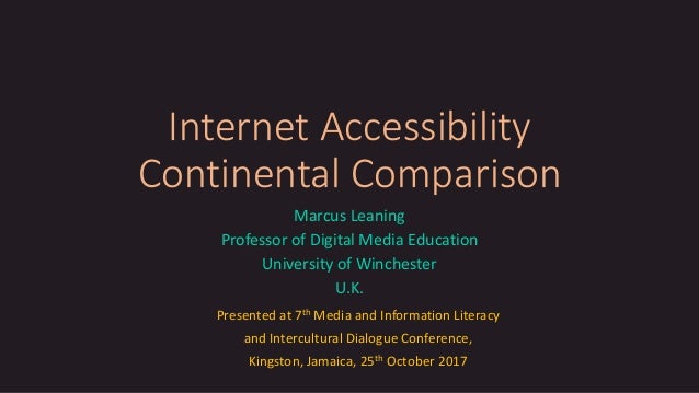 Internet accessibility: Continental Comparison