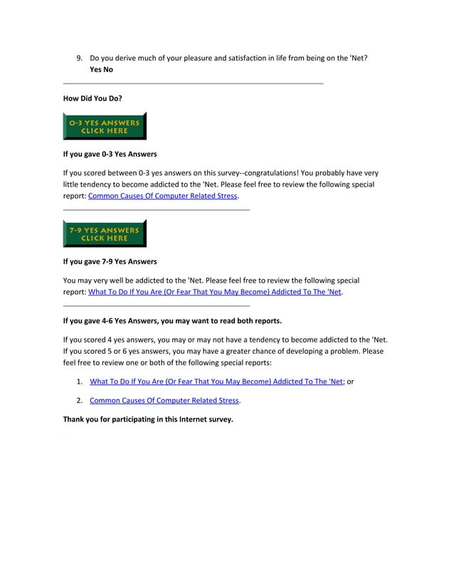 Internet addiction survey | DOC | Medical Health
