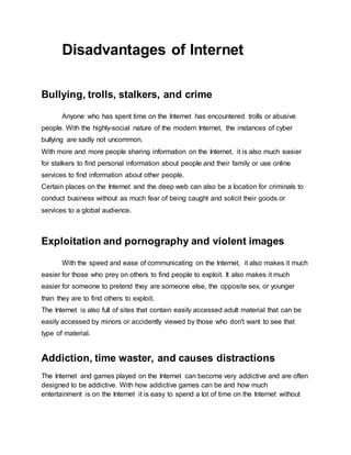 Internet advantages and disadvantages | DOCX