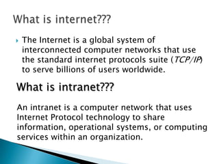 Internet and intranet | PPTX