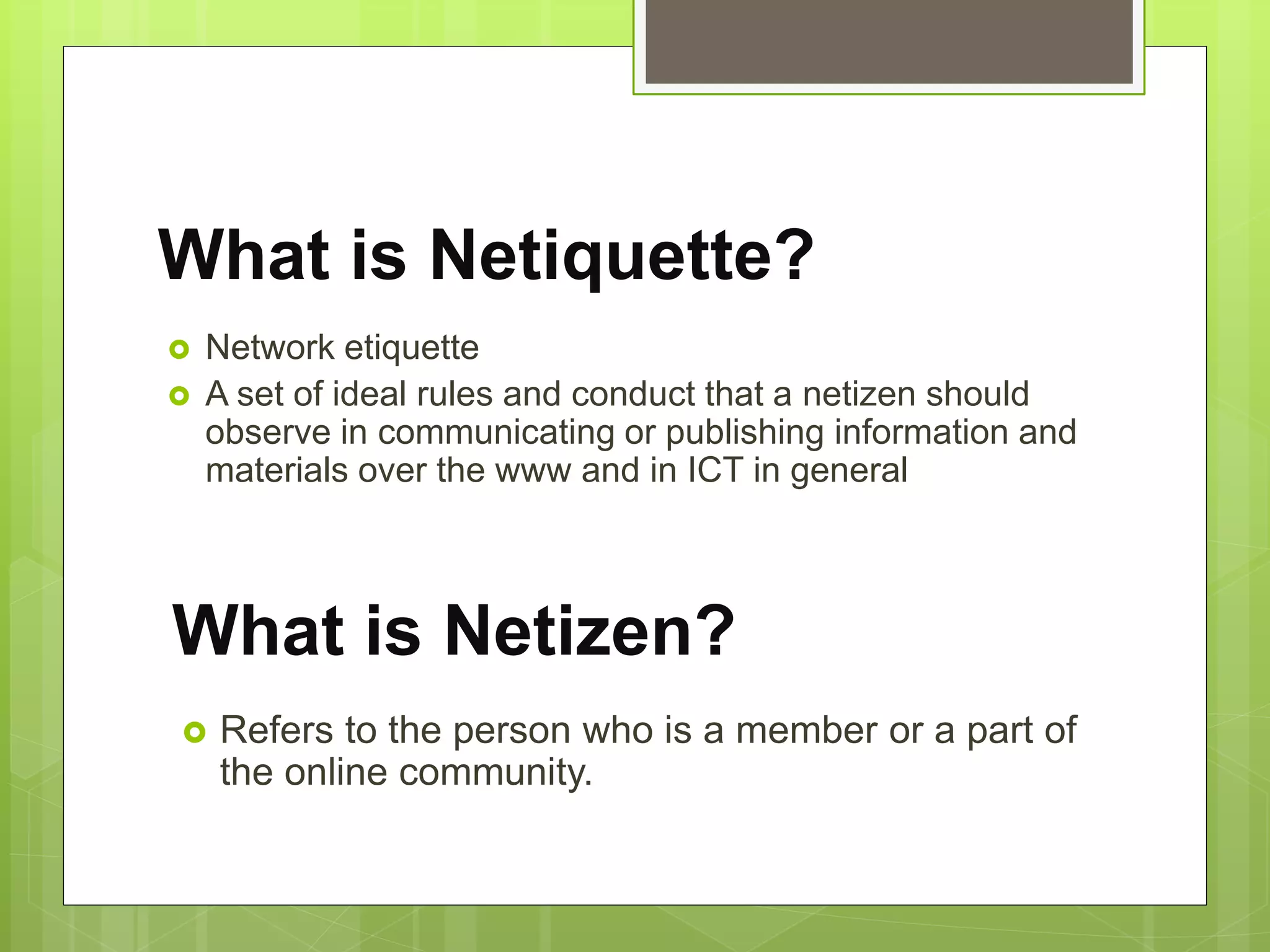 Internet and online ethics & etiquette | PPT