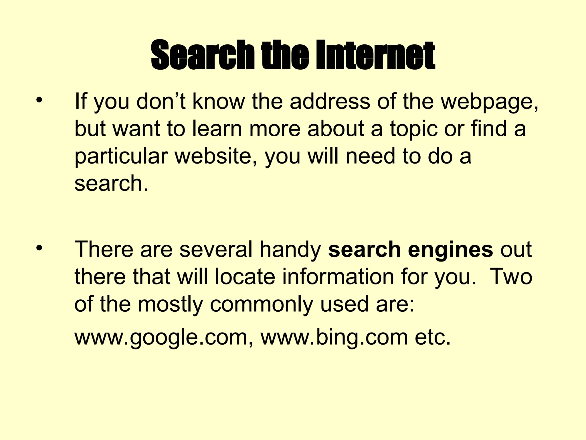 Internet Basics Powerpoint.ppt for new user | PPT