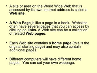 Internet Basics Powerpoint.ppt for new user | PPT