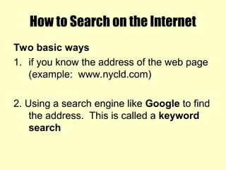 Internet Basics Powerpoint.ppt for new user | PPT
