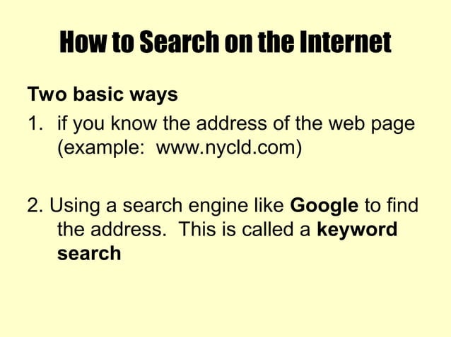 Internet Basics Powerpoint.ppt for new user | PPT
