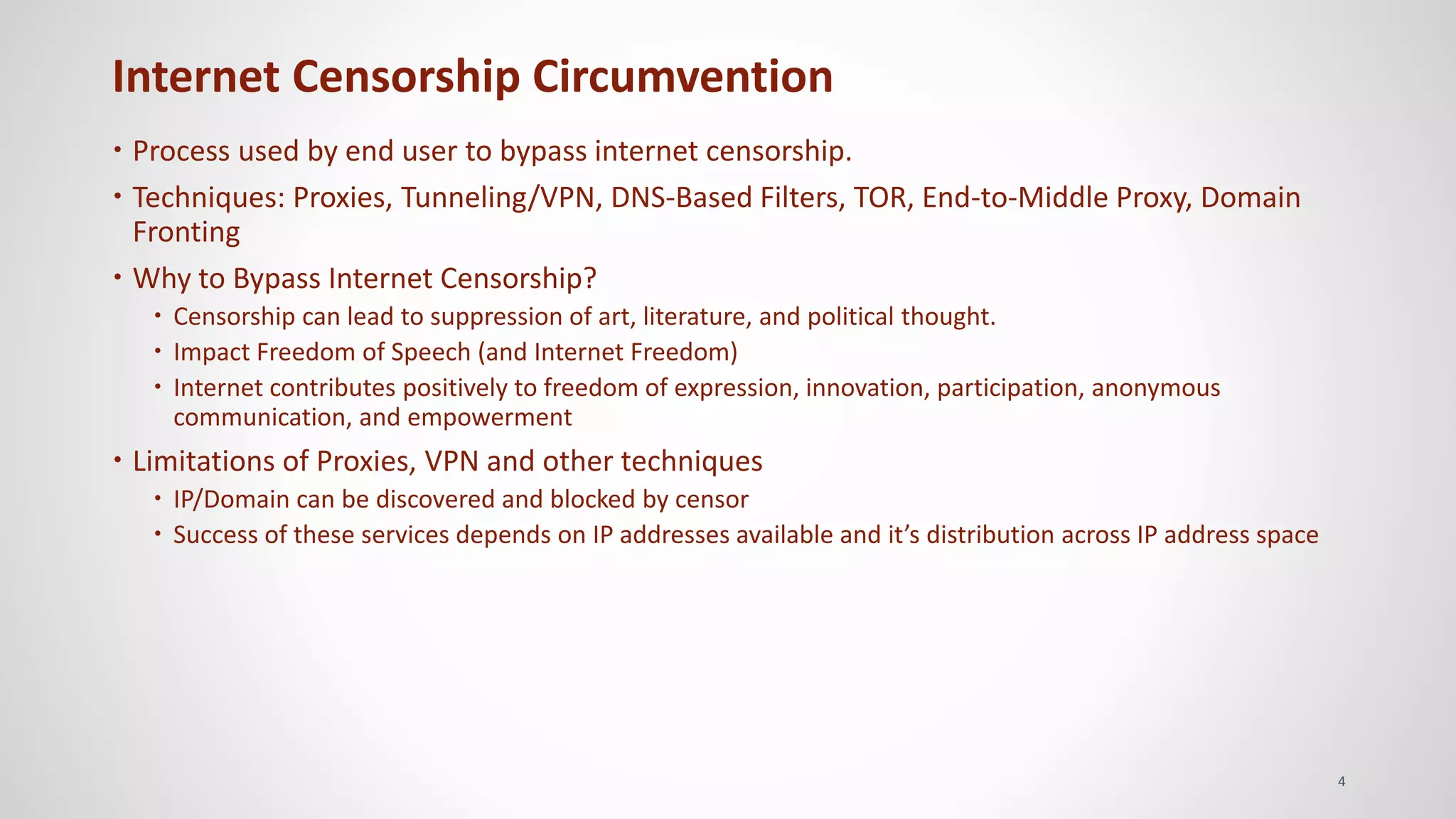 Internet censorship circumvention techniques | PPTX