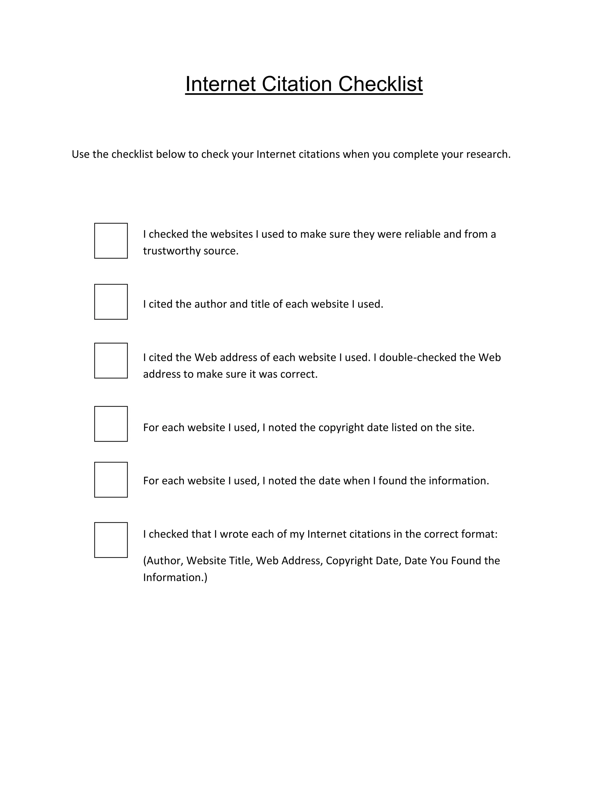 Internet citation checklist | DOCX