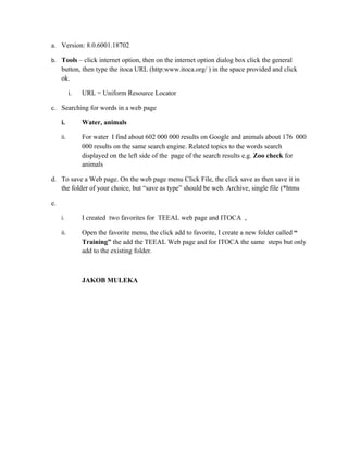 Internet concepts (exercises) | DOC | Internet | Computing