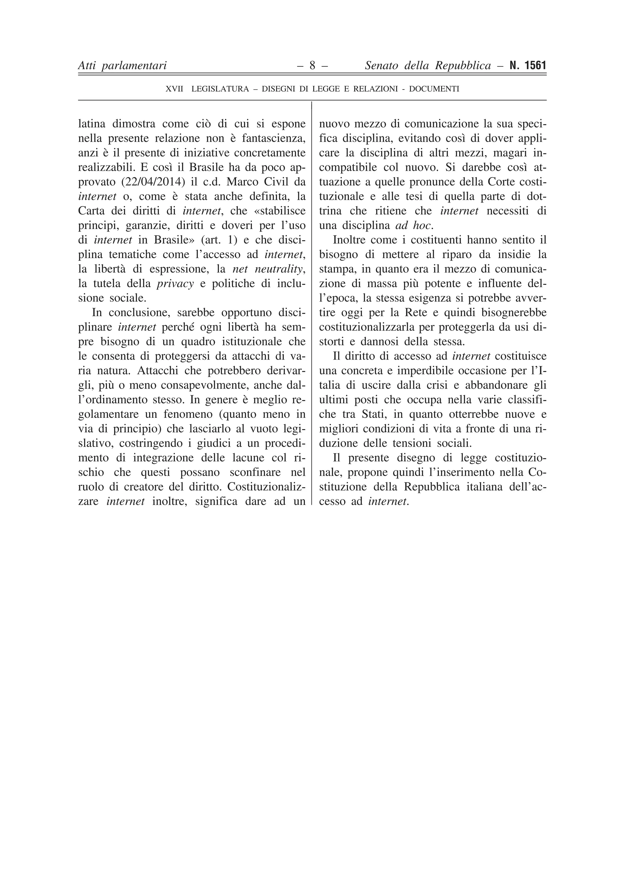 diritto ad Internet in costituzione | PDF