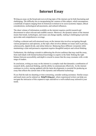 Internet Essay. Central Christian College of the Bible | PDF