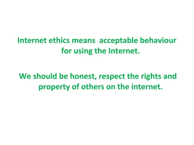 Internet Ethics | PPT | Internet for Beginners | Internet