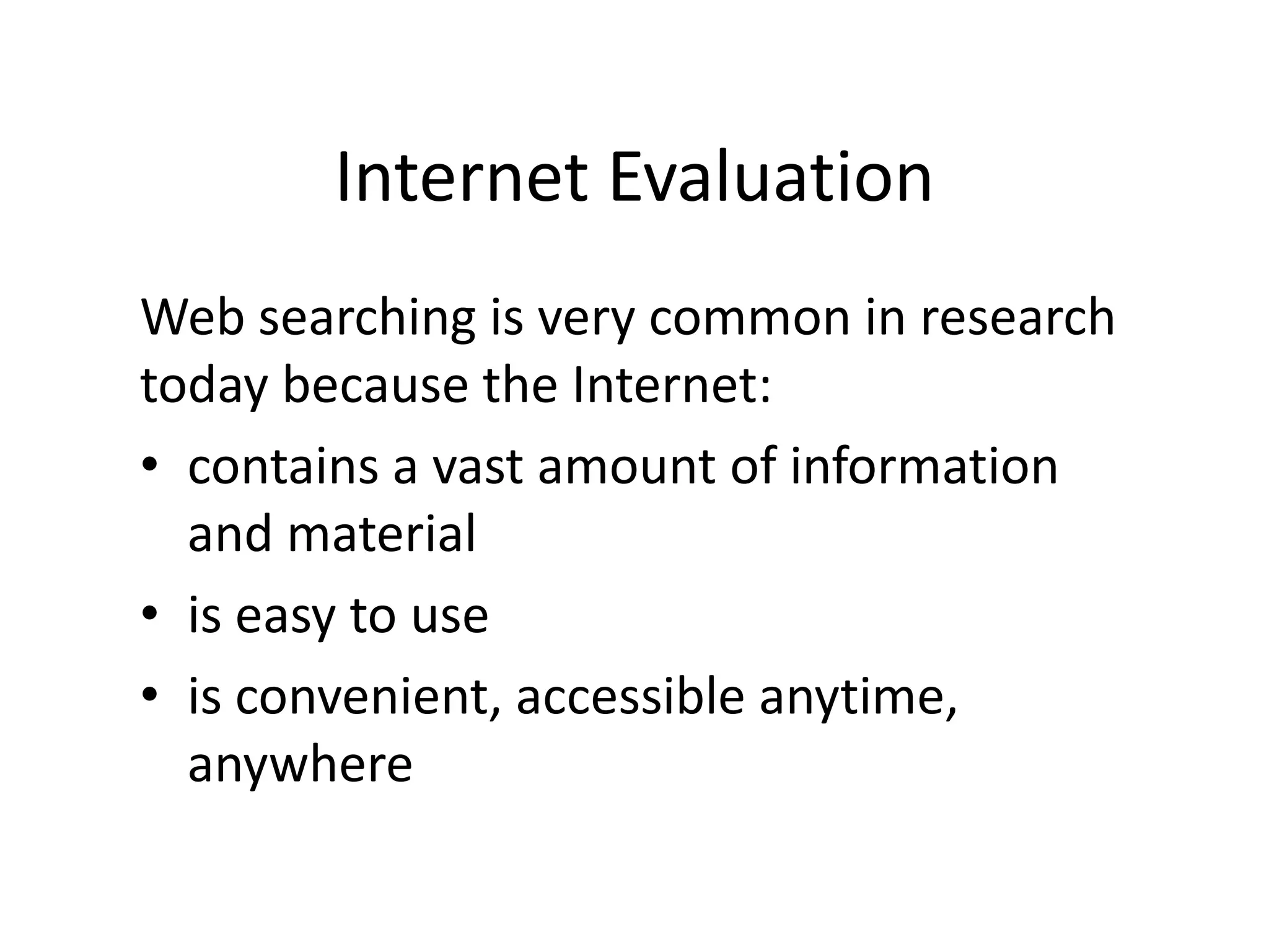 E-LEARN: Internet evaluation | PPTX