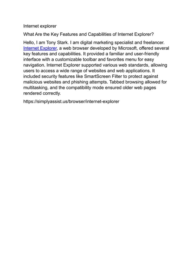 What Are the Key Features and Capabilities of Internet Explorer? | PDF