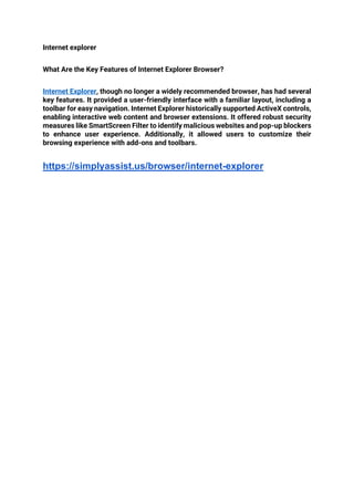 What Are the Key Features of Internet Explorer Browser? | PDF