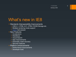 DevDays09 Internet Explorer 8 | PPTX