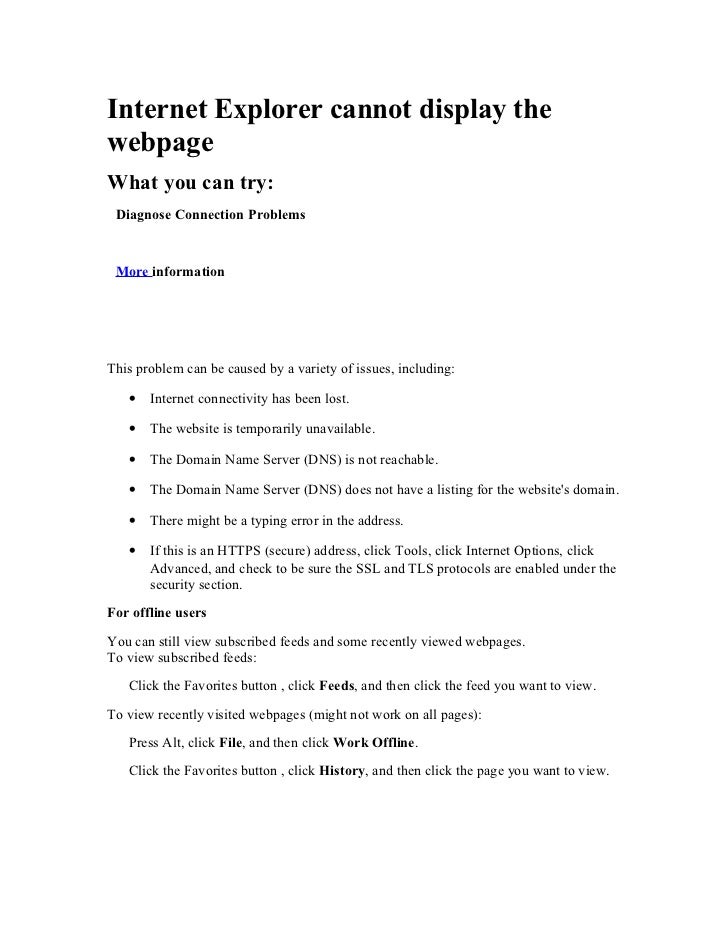 Internet Explorer Cannot Display The Webpage