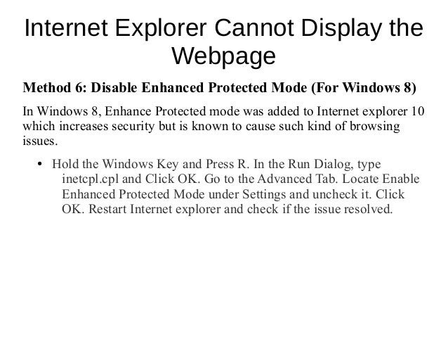 Internet Explorer Cannot Display The Webpage