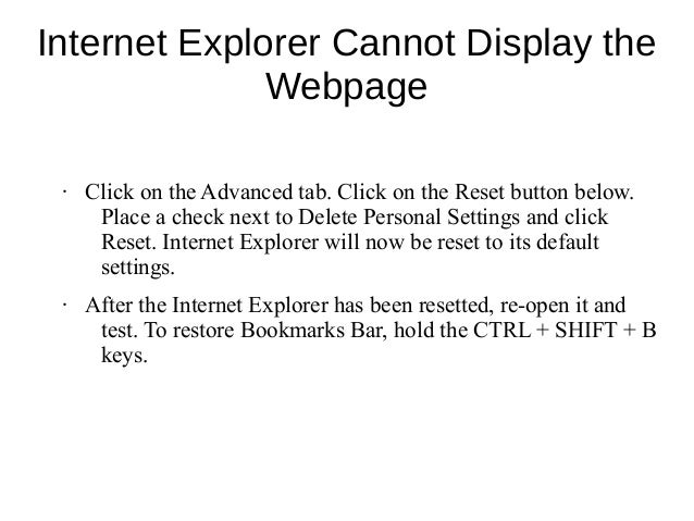 Internet Explorer Cannot Display The Webpage