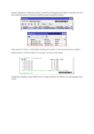 Membuat Internet Gateway dengan MikroTik | PDF