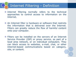 Internet governance and the filtering problems | PPTX | Internet Safety ...